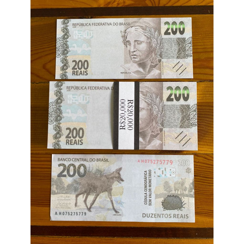 Cédulas de 200 reais Tamanho Real Nota cenográfica Realista | Shopee Brasil