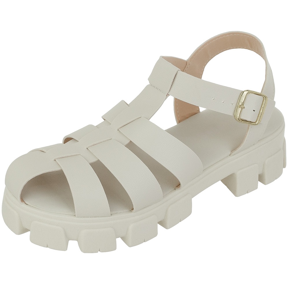 Sandália Feminina Fisherman Branca Solado Tratorado Plataforma | Shopee ...