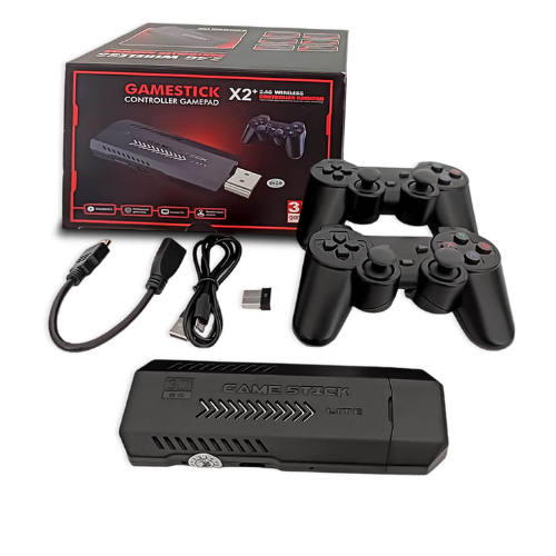 Game Stick X2 plus 30mil jogos 2 Controles Sem Fio Console Original ...