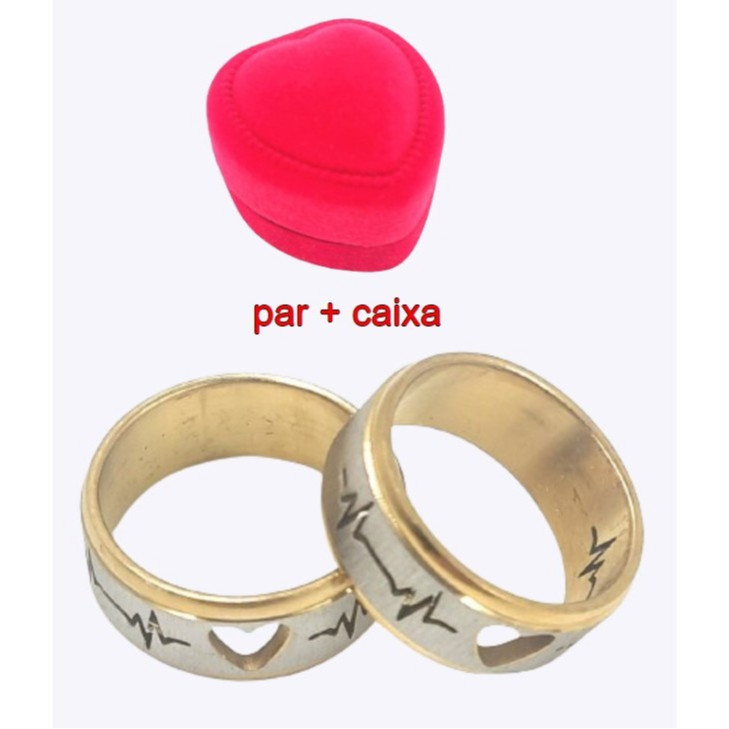 Par Aliança + caixa Namoro Compromisso Brilho Batimento Coração Vazado ... Par Aliança + caixa Namoro Compromisso Brilho Batimento Coração Vazado ...