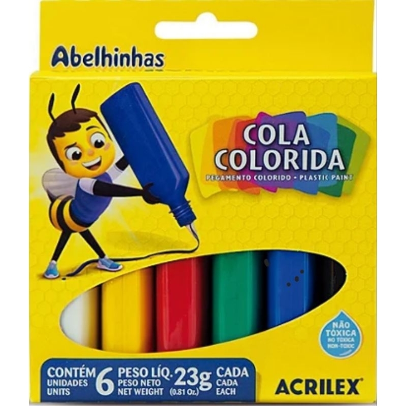 Cola Colorida Acrilex com 6 Cores | Shopee Brasil