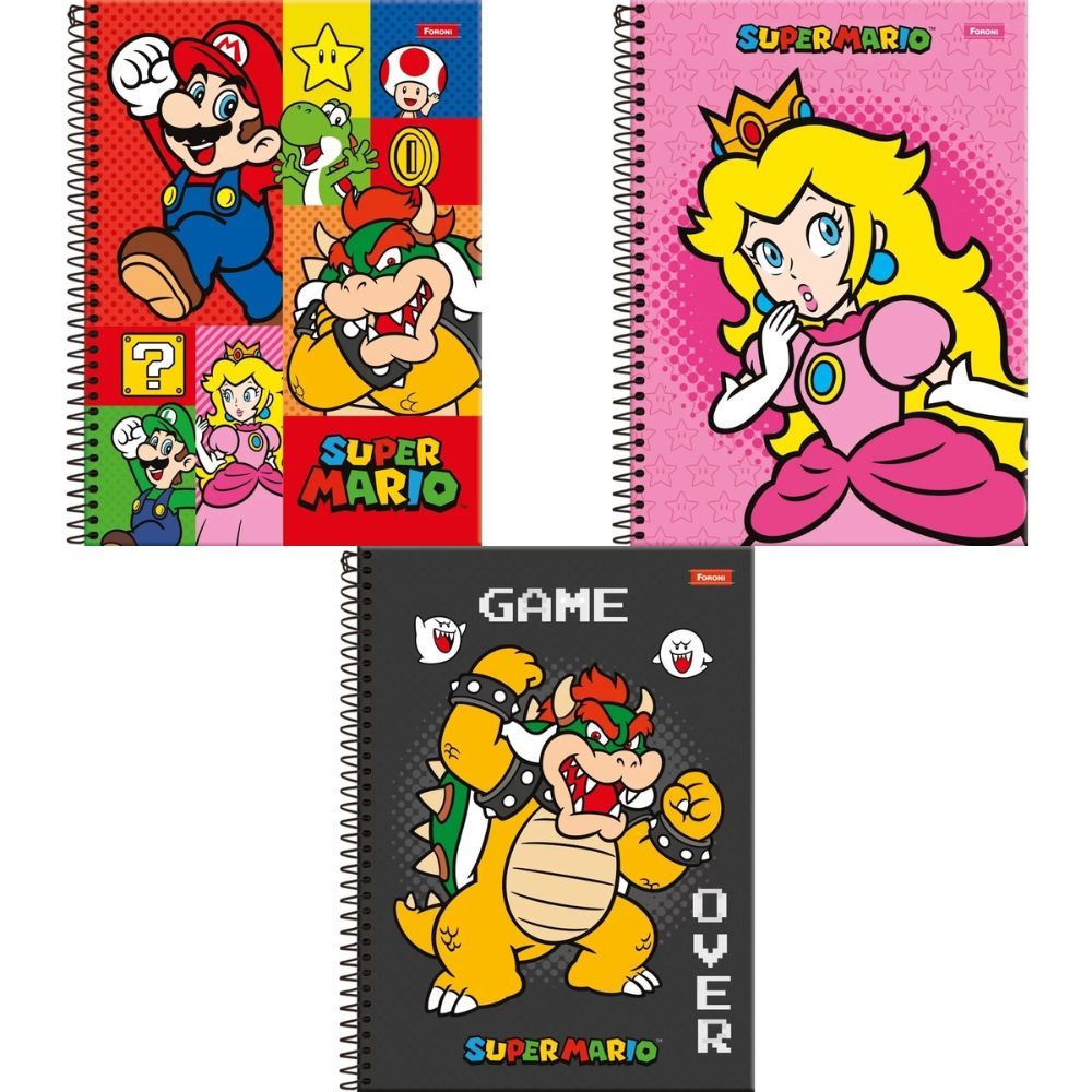 CADERNO ESPIRAL PEQUENO 1/4 80F SUPER MARIO BROS - FORONI | Shopee Brasil