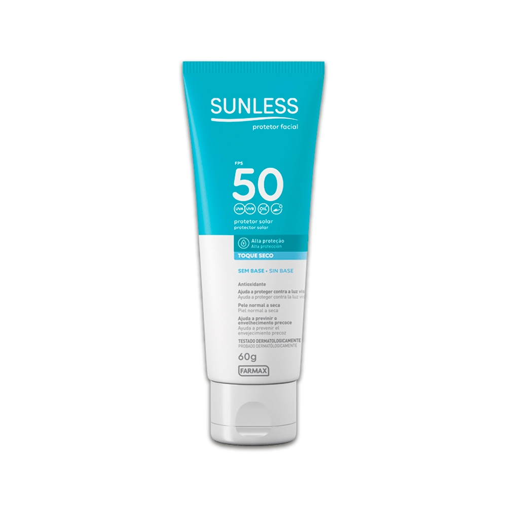 Protetor Solar Facial Sunless FPS 50 Farmax 60g A Escolher Incolor Bege ...