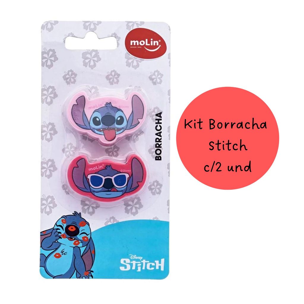 Borracha Escolar Stitch kit c/2 unidades - Molin | Shopee Brasil
