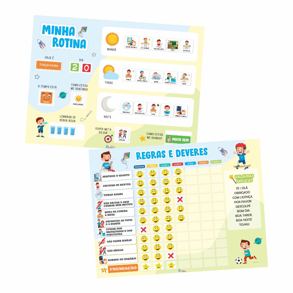 Kit Quadro Educativo Infantil: Quadro de rotina + Quadro De Incentivo ...