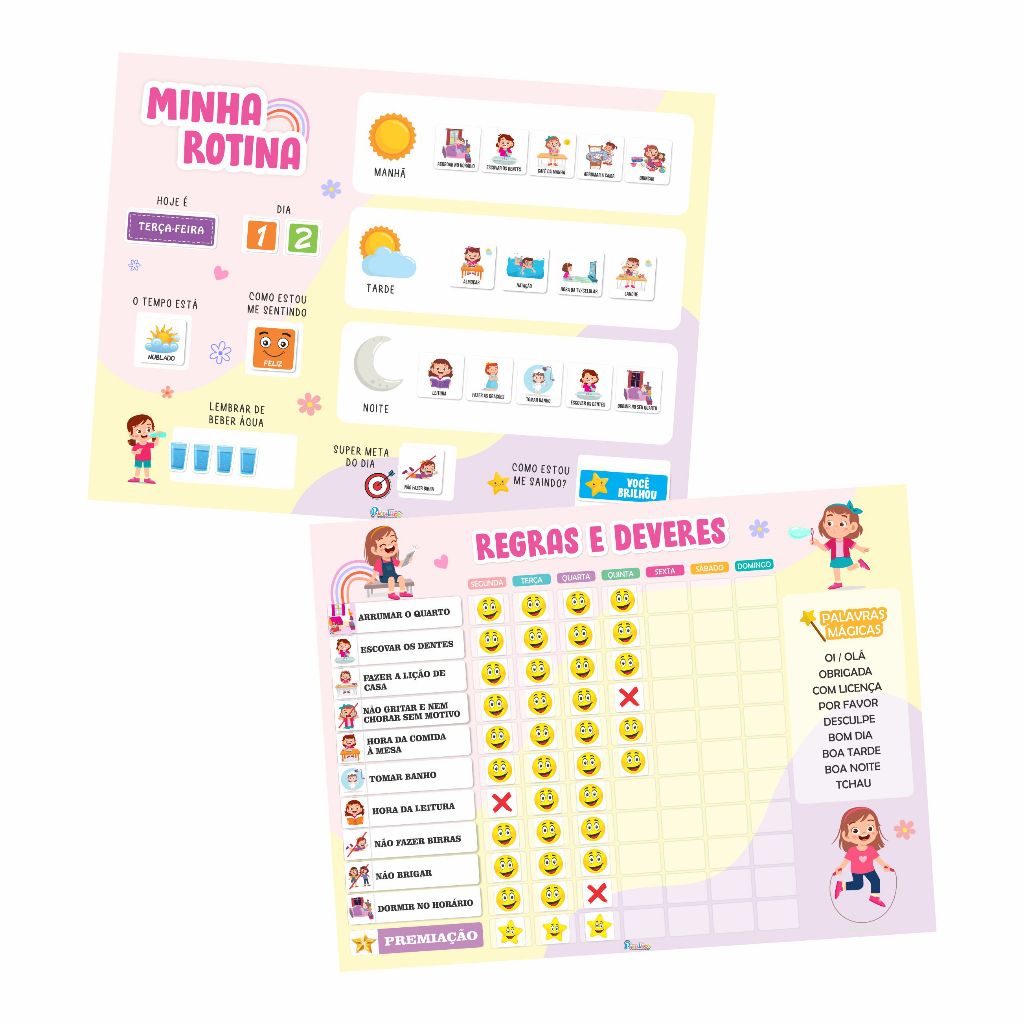 Kit Quadro Educativo Infantil: Quadro de rotina + Quadro De Incentivo ...