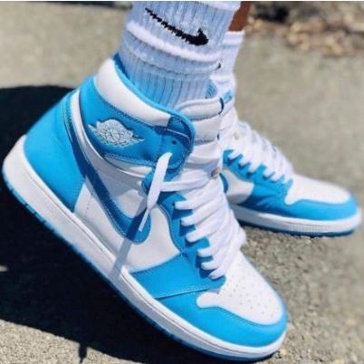 Tênis Bota Cano Alto Masculino Air Jordan 1 Azul bebê Retro do 34 ao 43 ...