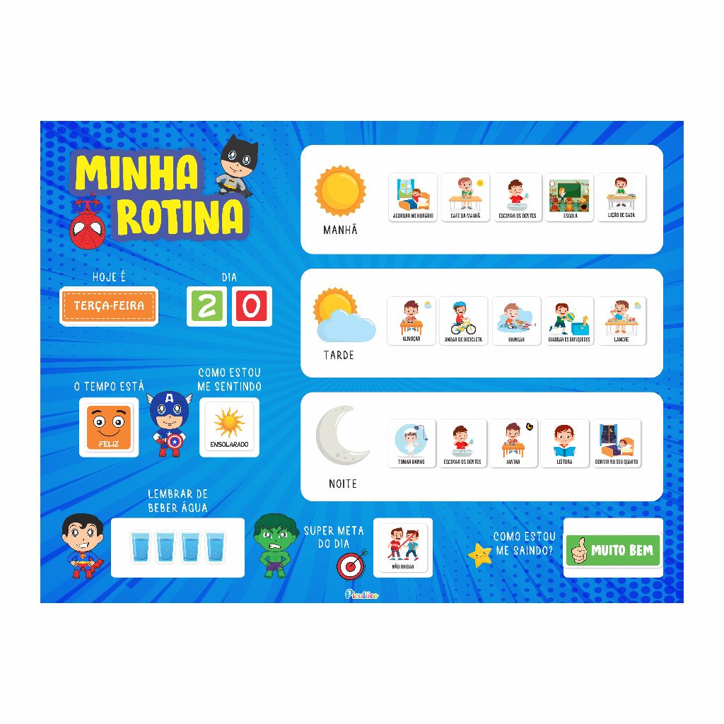 Quadro Educativo Rotina Infantil Imantado Minha Rotina Diária