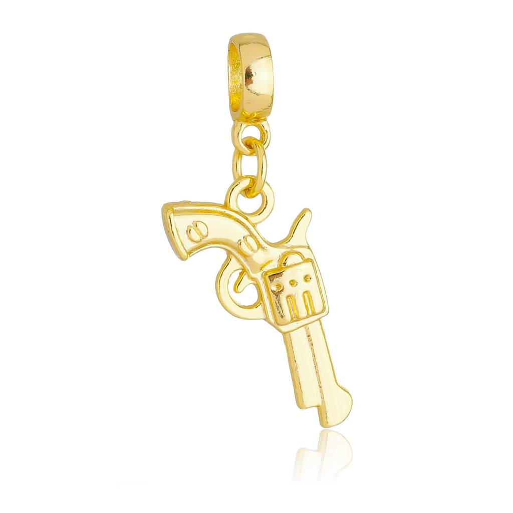 Pingente Berloque Pistola Revolver Arma Banhado a Ouro 18k | Shopee Brasil