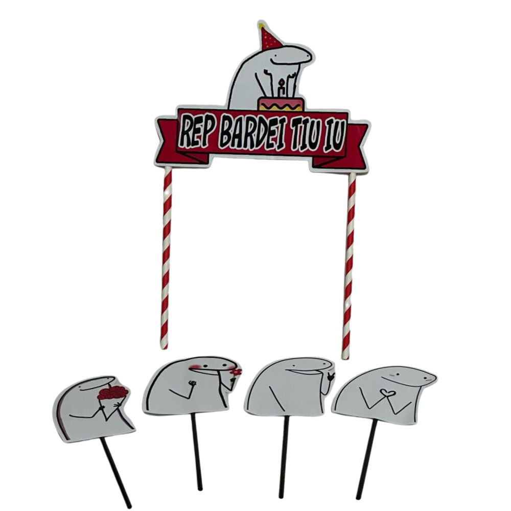 Topo Topper de Bolo Flork Meme Engraçado Happy Birthday Decoração ...