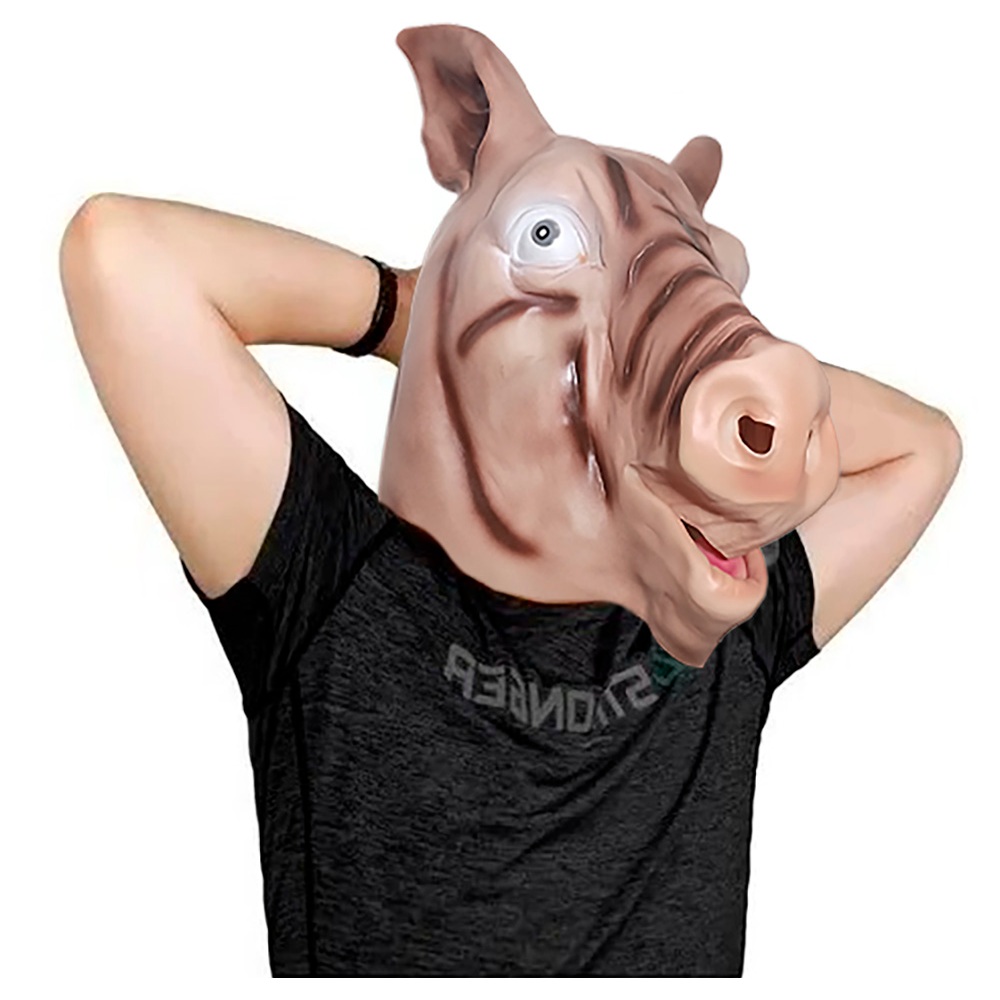 Máscara Cabeça de porco pig realista látex rave cosplay animal ...