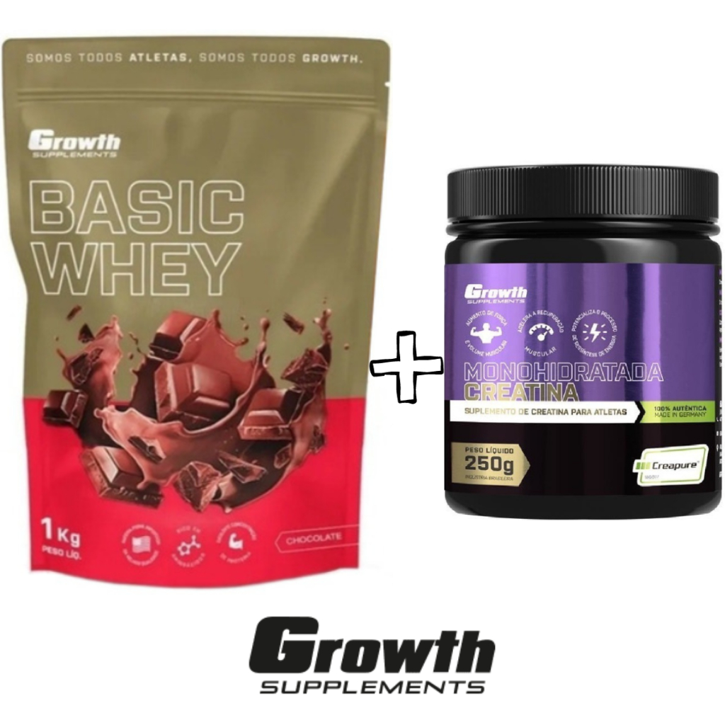 Kit Basic Whey + Creatina (1kg) - Growth Supplements | Shopee Brasil