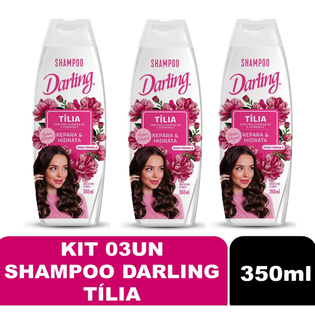 Kit 03un Shampoo Darling Tília 350ml | Shopee Brasil