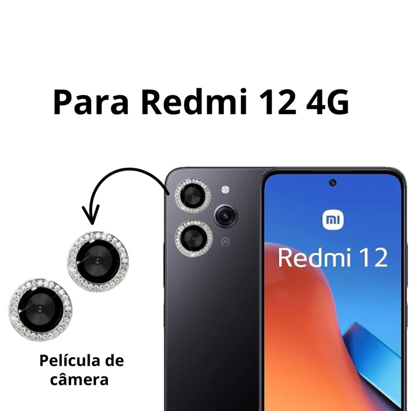 Pelicula de Câmera Traseira Xiaomi Redmi 12 4G COM BRILHO STRASS Top ...