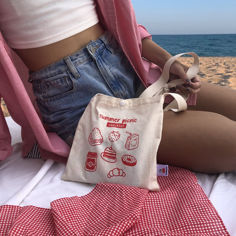 Mini ecobag transversal summer picnic | Shopee Brasil