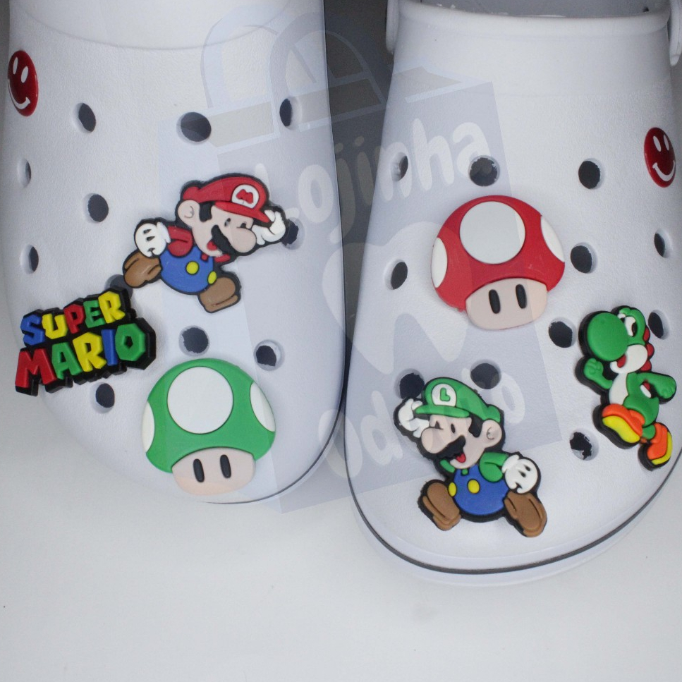 Pin Jibbitz Super Mário Bros | Luigi | Bowser | Yoshi | Princesa Peach ...