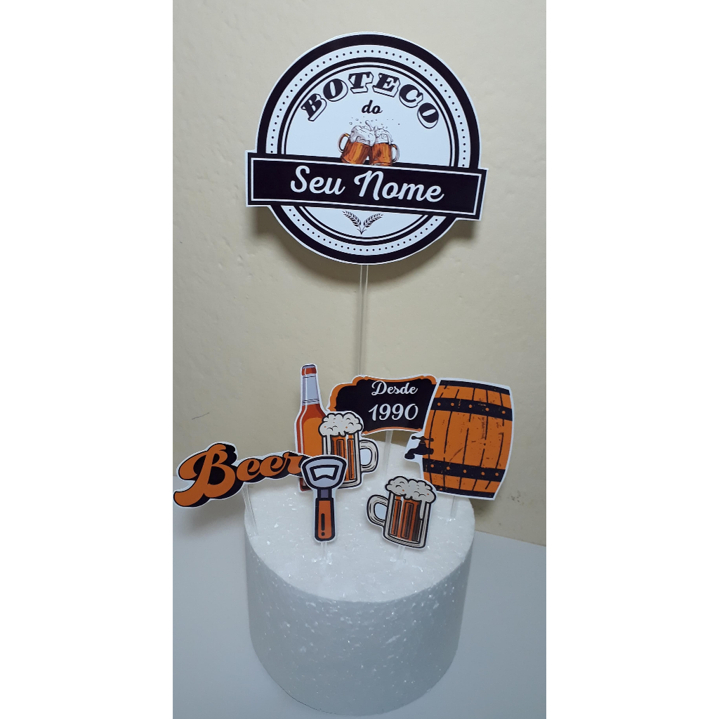 Topo de Bolo Boteco, Topper de Festas | Shopee Brasil