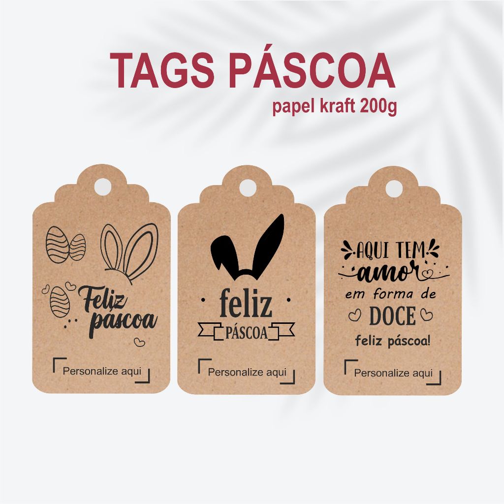 Etiqueta tag páscoa personalizada papel kraft | Shopee Brasil