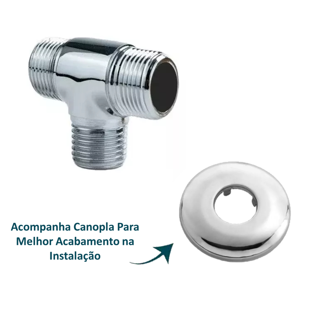 Adaptador Metal Conector Cano T Para Torneira Monocomando Cromado 1/2 ...