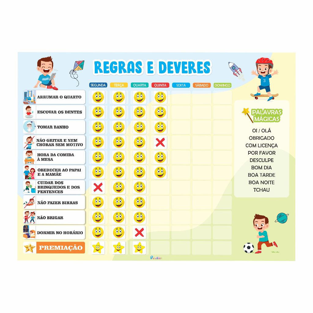 Quadro de Incentivo e Regras infantil / Quadro para o bom comportamento ...
