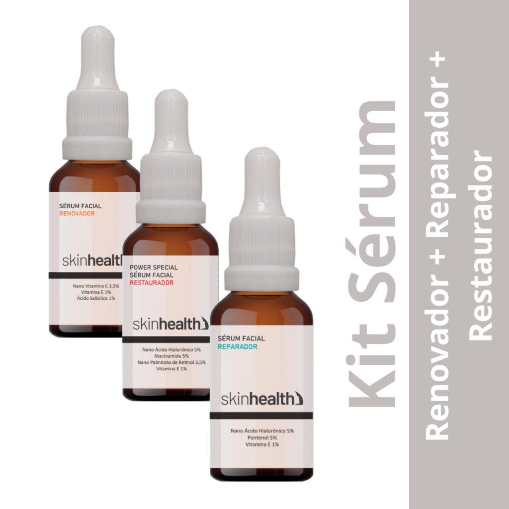 Kit Restaurador Retinol + Reparador Acido Hialuronico + Renovador Vitamina C - Pós Dermaroller ...
