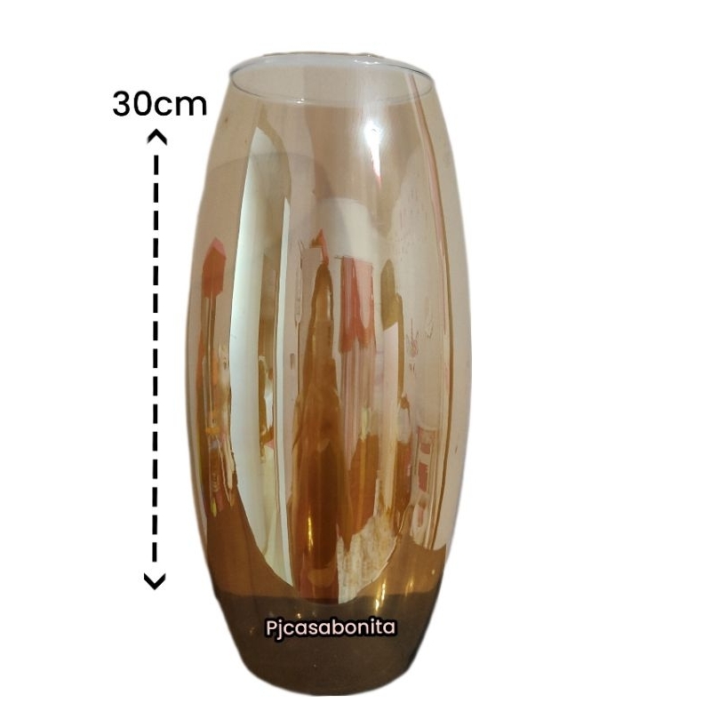 OFERTA Vaso boleado de vidro âmbar 30cm para flores e decoração ...