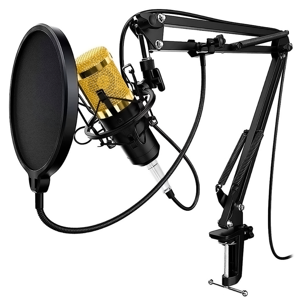 kit Microfone Estúdio Profissional Condensador Bm800 Com Suporte Anti ...