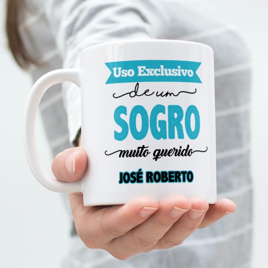 Caneca Porcelana para SOGRO personalizada com nome - est. 10 azul - Dia ...