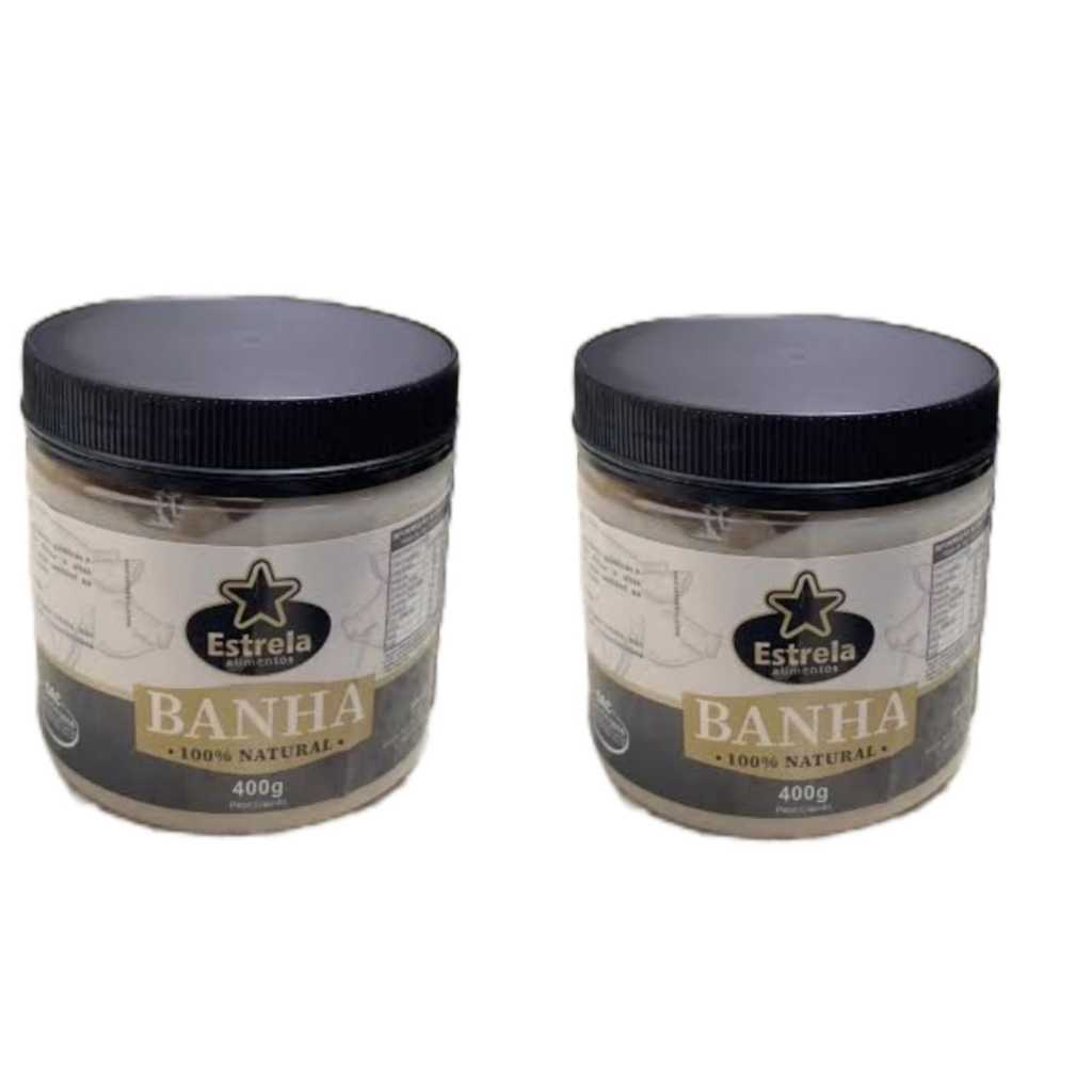2 Potes Banha suina Estrela 400g cada Gordura de porco 100% Natural ...