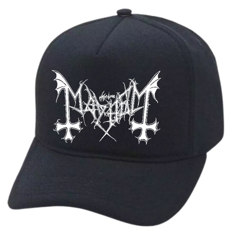 Boné Premium com estampa do logo do Mayhem (Black Metal) - Escorrega o ...
