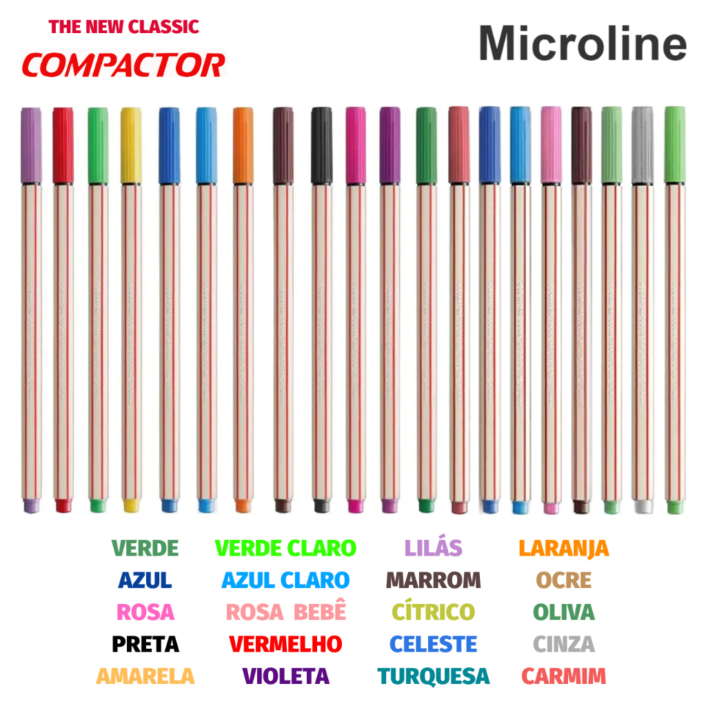 Kit Caneta Compactor Microline Ultra Fina 0.4mm - Coleção Completa ...