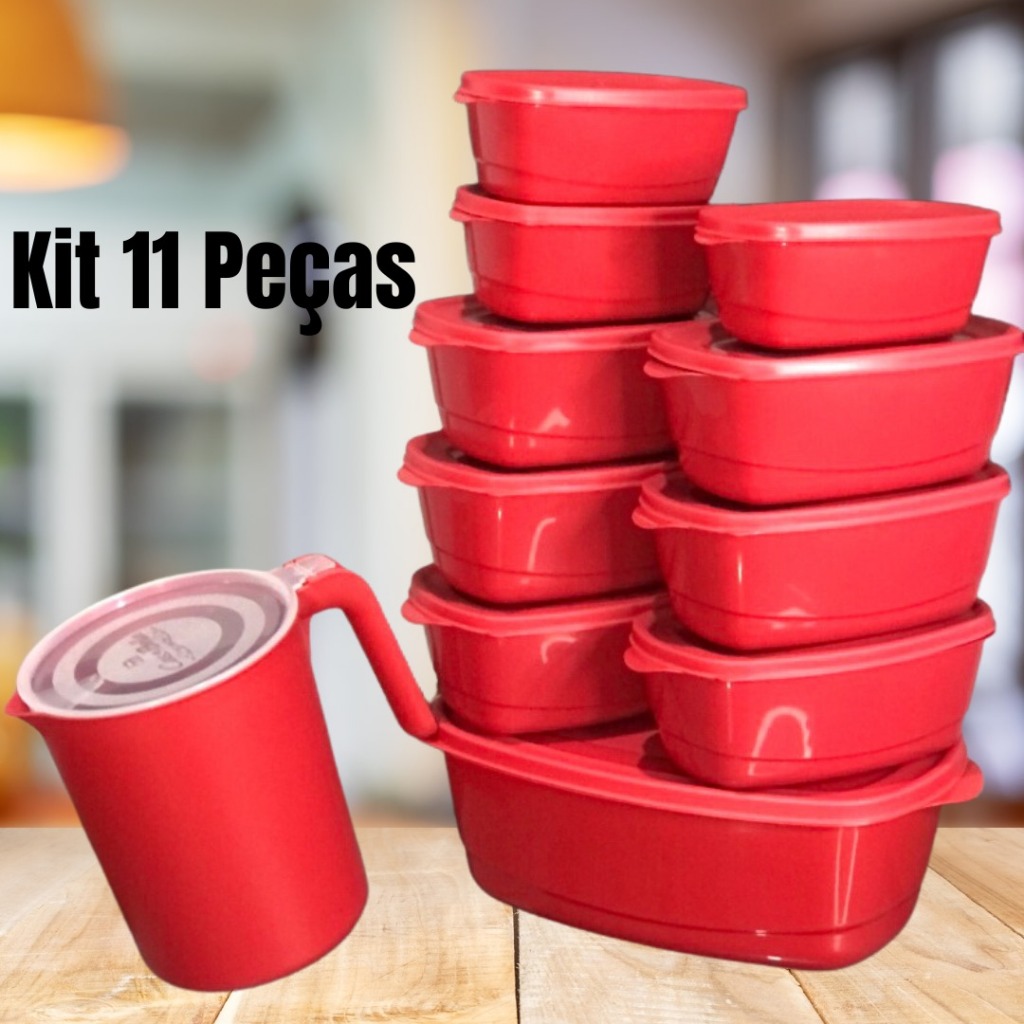 Kit Pote de Plástico e Jarra, Vasilhas com 11 Peças, Organizadora com ...