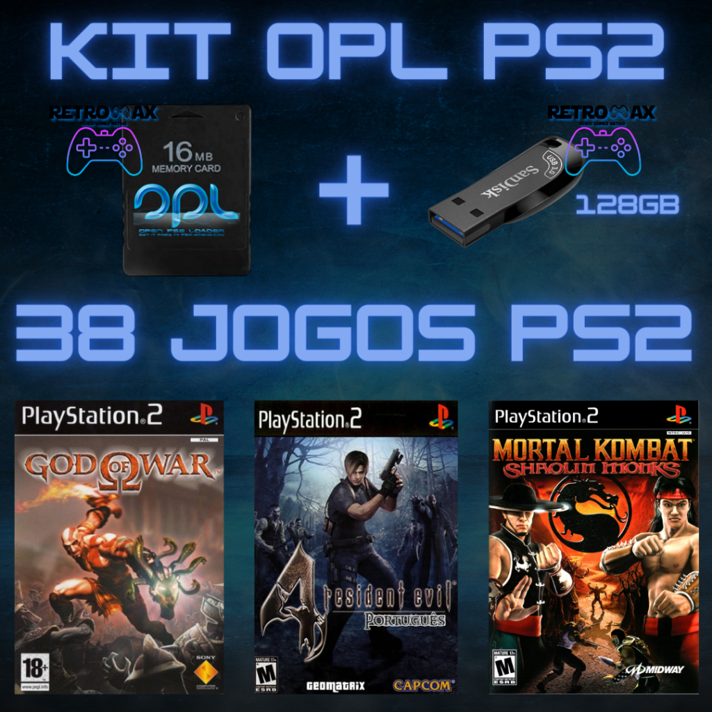 Kit OPL para Playstation 2 só Plugar Memory Card + Pendrive | Shopee Brasil