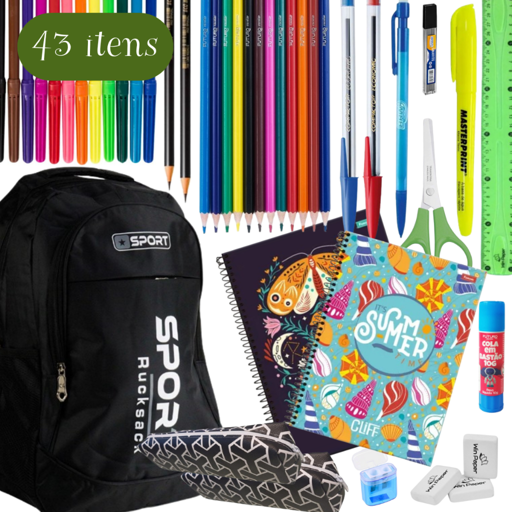 Kit Material Escolar Completo Mochila Escolar Estojo Escolar Kit ...