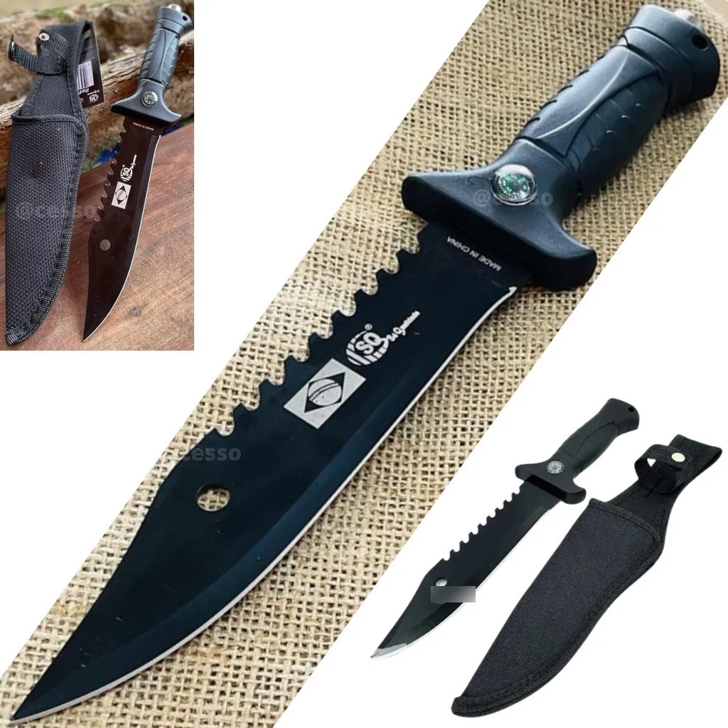 Faca Tática Militar Com Bainha Rambo Selva Camping Pesca | Shopee Brasil