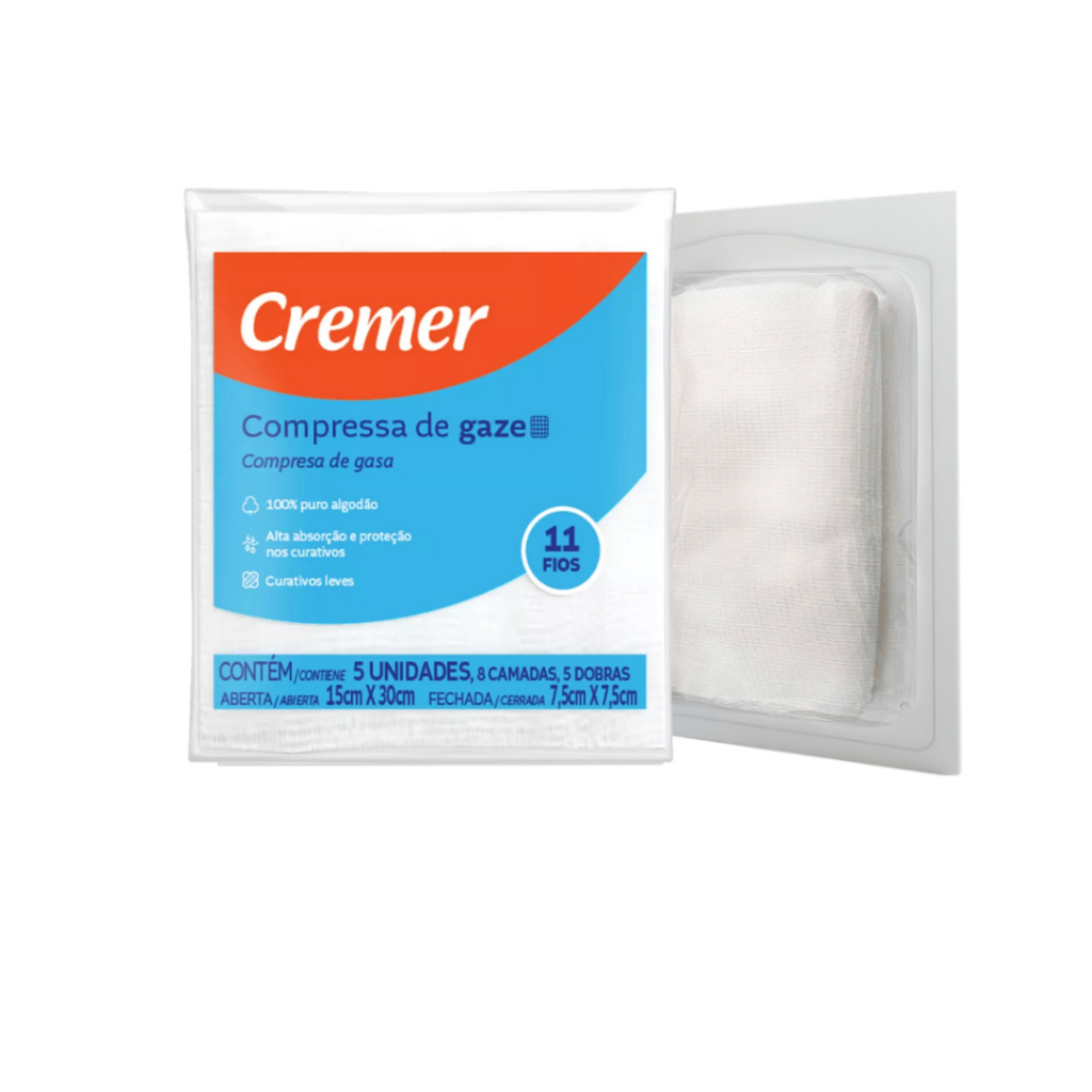 Kit 5 Pacotes de Gazes Cremer com 5 unidades cada. | Shopee Brasil