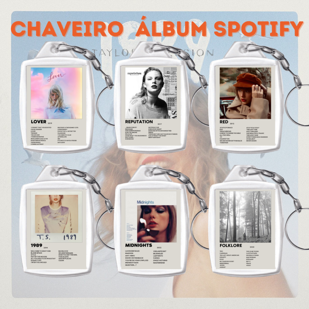 Chaveiro Álbum Taylor Swift Spotify Code - Chaveiro Acrílico 3x4 Álbum ...