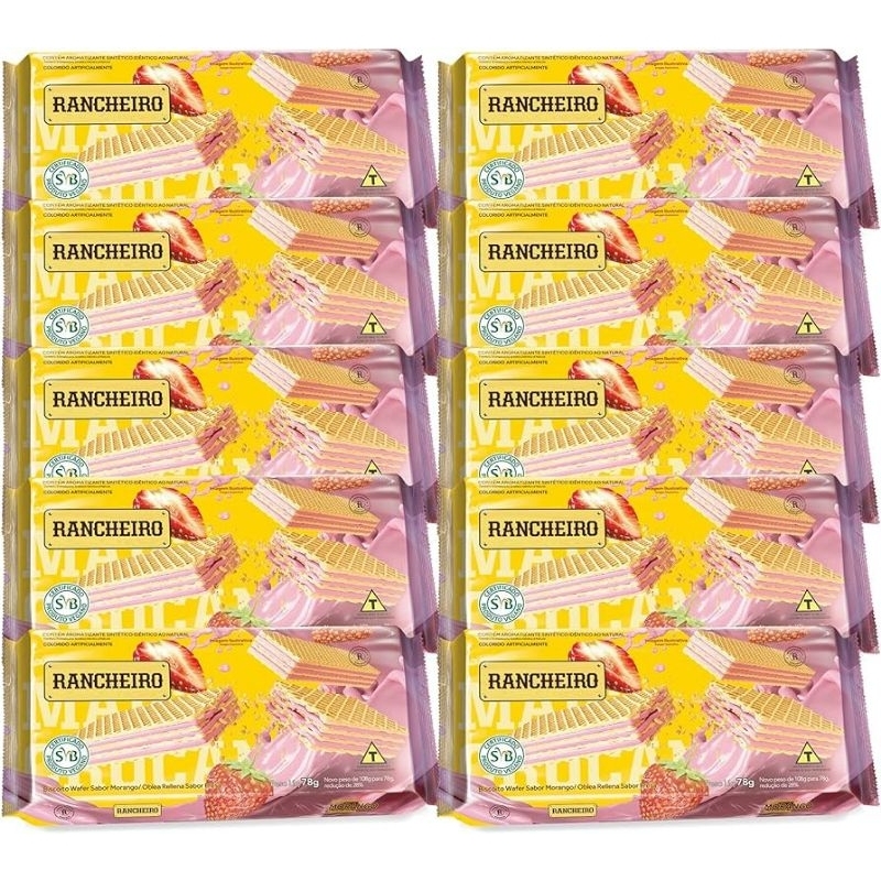 Biscoito Wafer Sabor Morango Rancheiro Pacote Bolacha Com 78g | Shopee ...