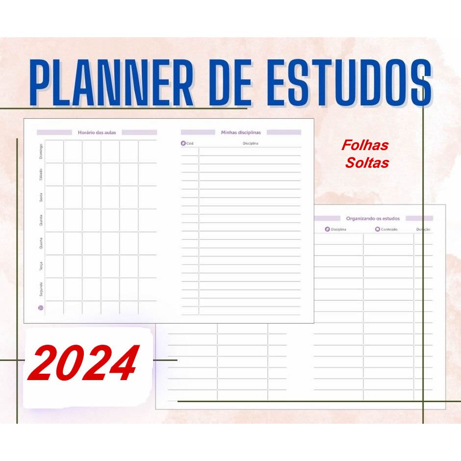 Planner rotina de Estudo Concurso Estudante Faculdade - 20 Folhas A4 - Organizador de estudos ...