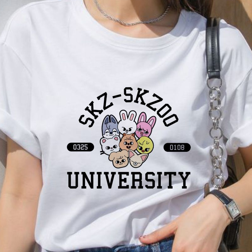 Camisa Stray Kids Skzoo Skz University Camiseta Kpop Branca Blusa Stray ...