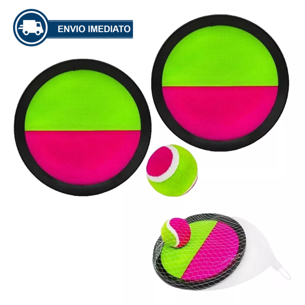 Raquete Frescobol Bateu Colou Velcro Infantil + Bola De Tênis Esporte ...