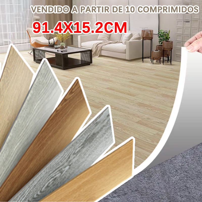 10 PC Piso Painel Revestimento Vinílico Adesivo Lavável Madeira 91,4x15 ...