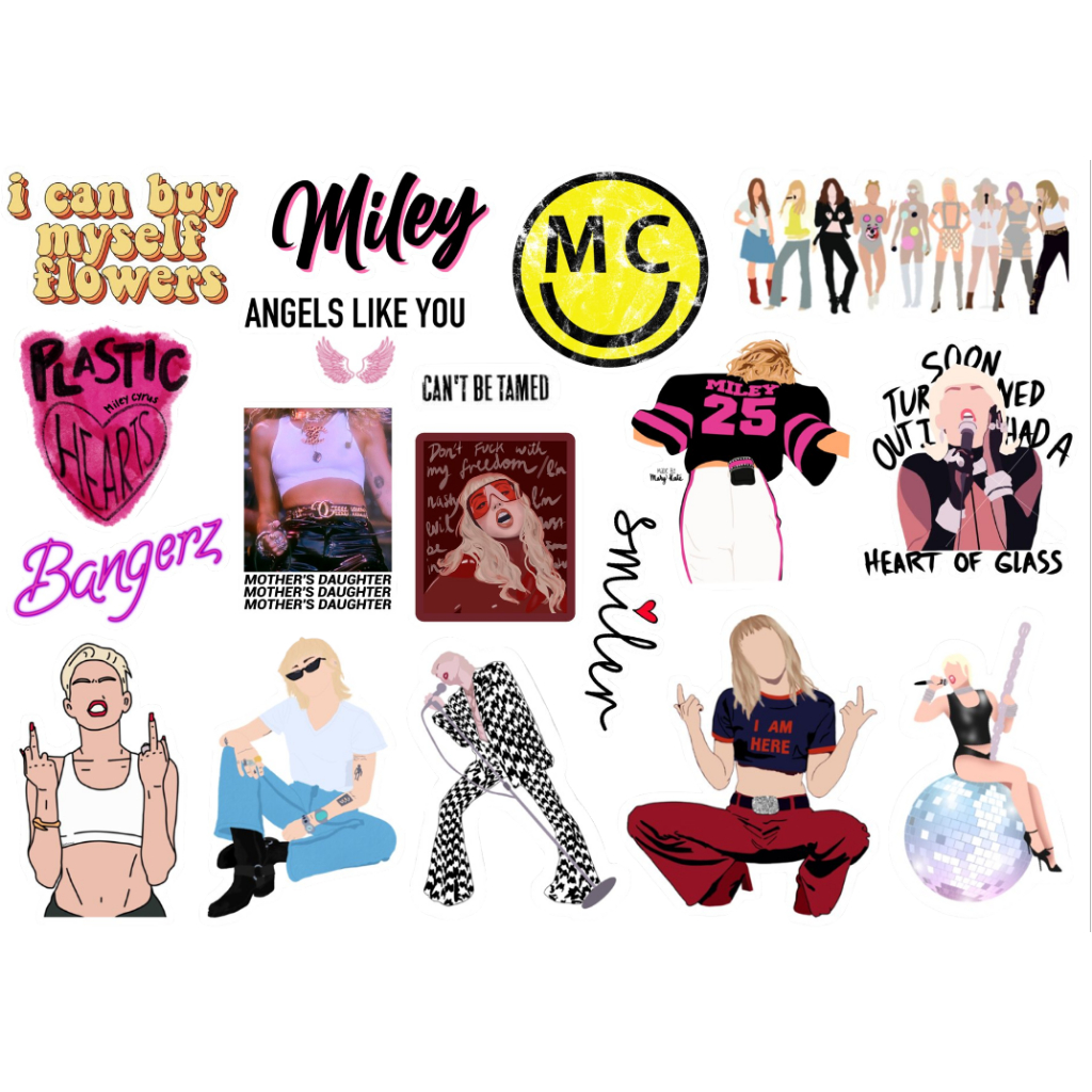 MILEY CYRUS - CARTELA DE ADESIVOS (com ou sem recorte - para destacar ...