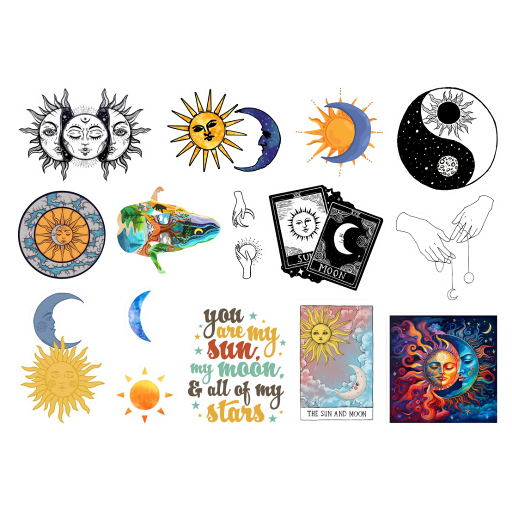 SOL E LUA - CARTELA DE ADESIVOS (com ou sem recorte - para destacar ou cortar a mão!) | Shopee ...