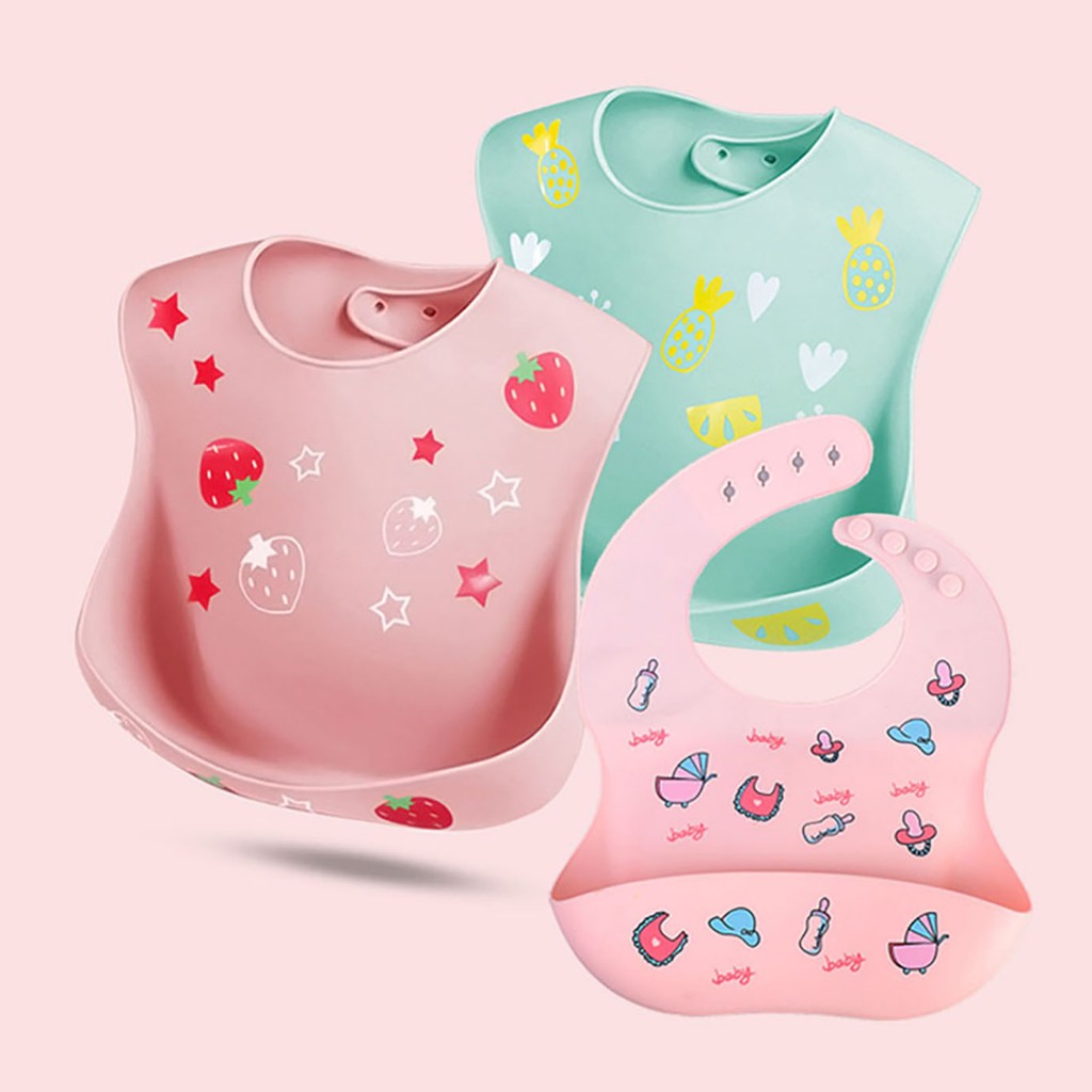 Babador Bebê Silicone Impermeável Com Cata Migalhas Para Menina Menino ...