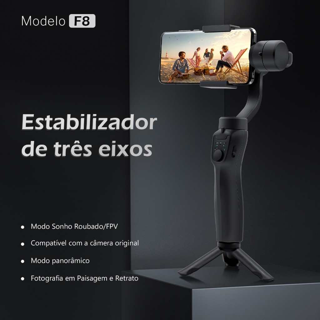 COIBEU Estabilizador Camera E Celular Handheld Gimbal 3 Eixos F8 ...