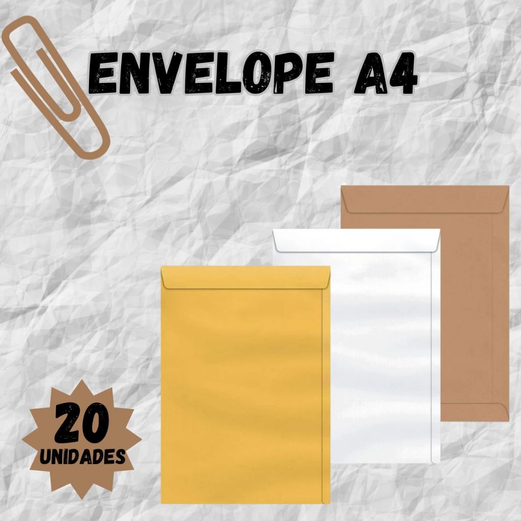 Envelope Saco Kraft A4 240X340mm Com 20 unidades | Shopee Brasil