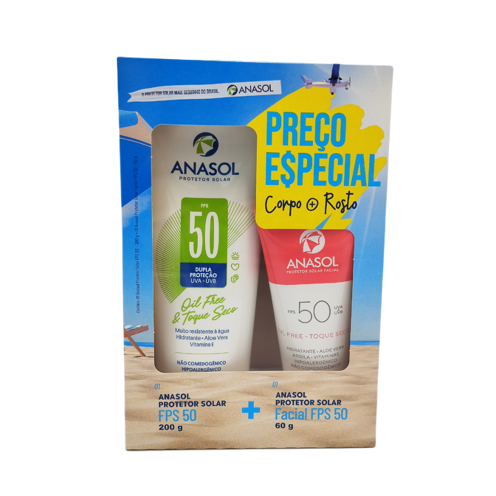 Kit Anasol C/1 Protetor Solar Corporal FPS 50 200g + 1 Protetor Solar ...