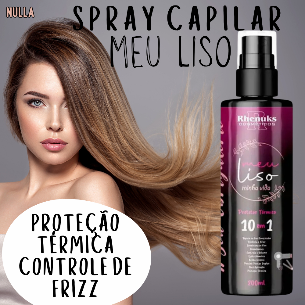 Spray Protetor Térmico Capilar MEU LISO 10 em 1 Rhenuks 200ml - Faz a Boa!