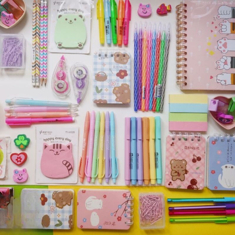 KIT MATERIAL ESCOLAR PAPELARIA KAWAII FOFA 15 ITENS | Shopee Brasil
